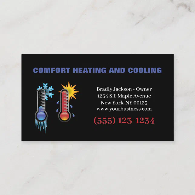 Professional Air Conditioning Heating Service Business Card | Zazzle
