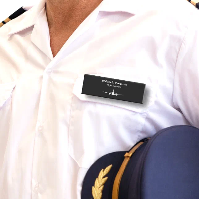 Professional Airplane Pilot Flight Instructor Name Tag | Zazzle