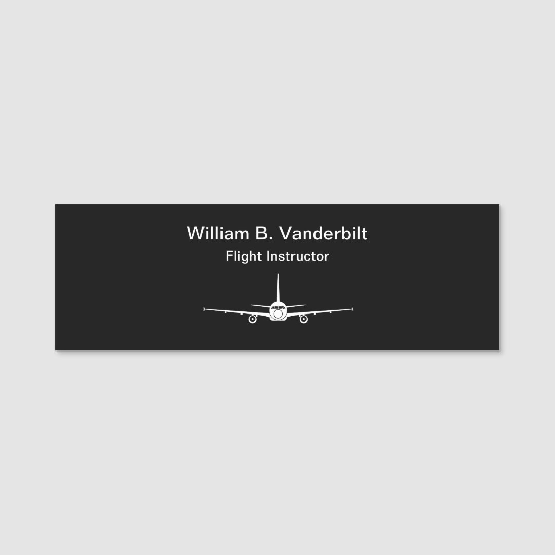 Professional Airplane Pilot Flight Instructor Name Tag | Zazzle