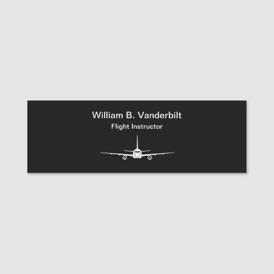 Professional Airplane Pilot Flight Instructor Name Tag | Zazzle.com