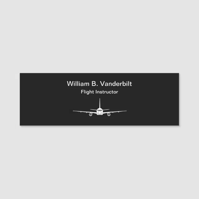 Professional Airplane Pilot Flight Instructor Name Tag | Zazzle
