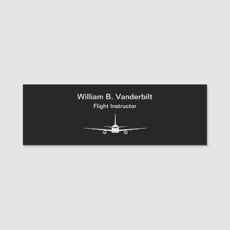 Professional Airplane Pilot Flight Instructor Name Tag | Zazzle