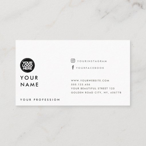 Professional and Simple Business Cards with Logo | Zazzle