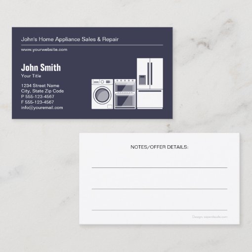Professional Appliance Repair, Service and Sale Business Card | Zazzle
