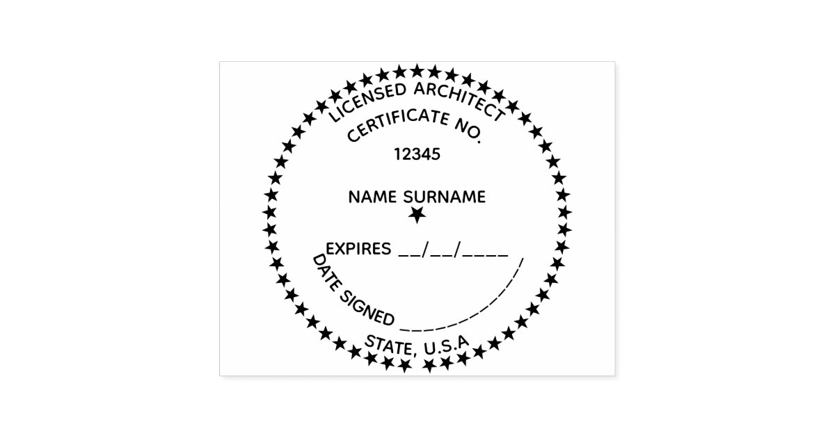 Professional architect licensed registered round rubber stamp | Zazzle