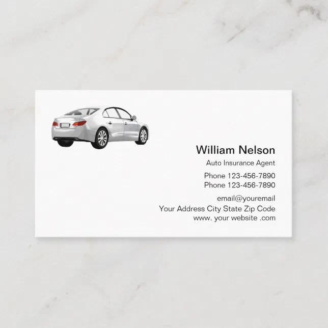 Professional Auto Insurance Agent Business Card | Zazzle