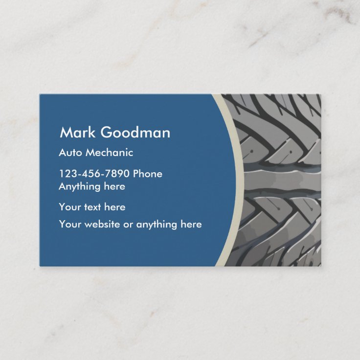 Professional Auto Mechanic Tire Business Card | Zazzle