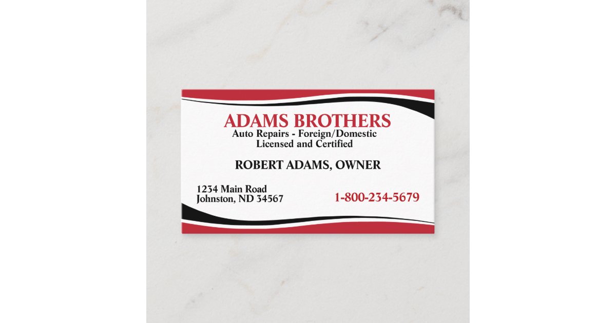 Professional Auto Repair Business Card | Zazzle
