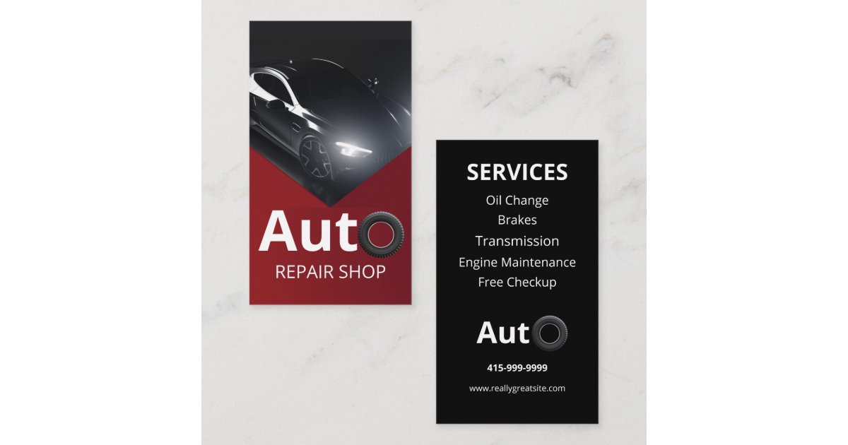 Professional Auto Repair Shop Business Card | Zazzle