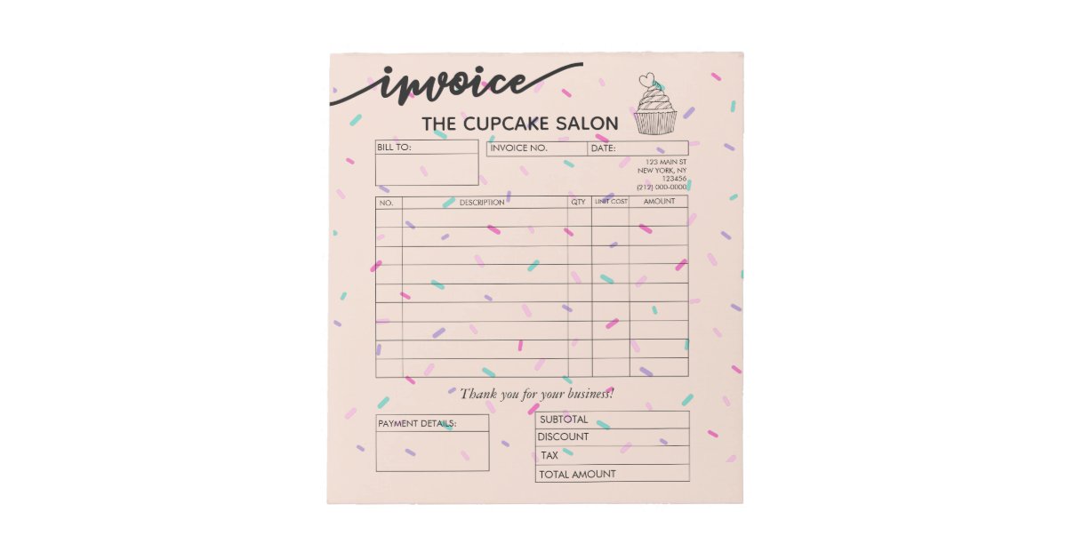 Professional Bakery Invoice Business Notepad | Zazzle