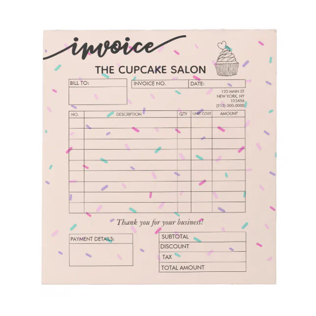 Professional Bakery Invoice Business Notepad | Zazzle