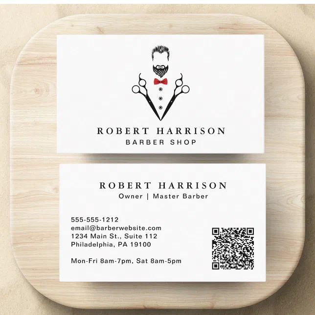 Professional Barbershop Barber QR Code Business Card | Zazzle
