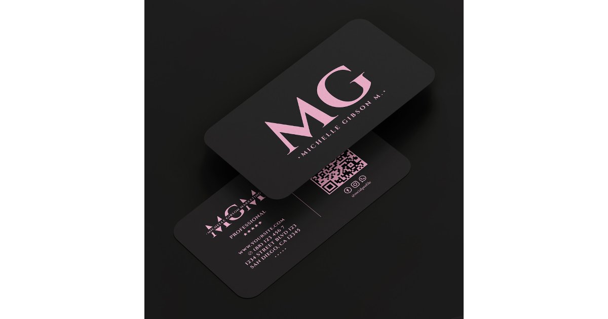 Professional Beauty Aesthetic Black Pink Business Card | Zazzle