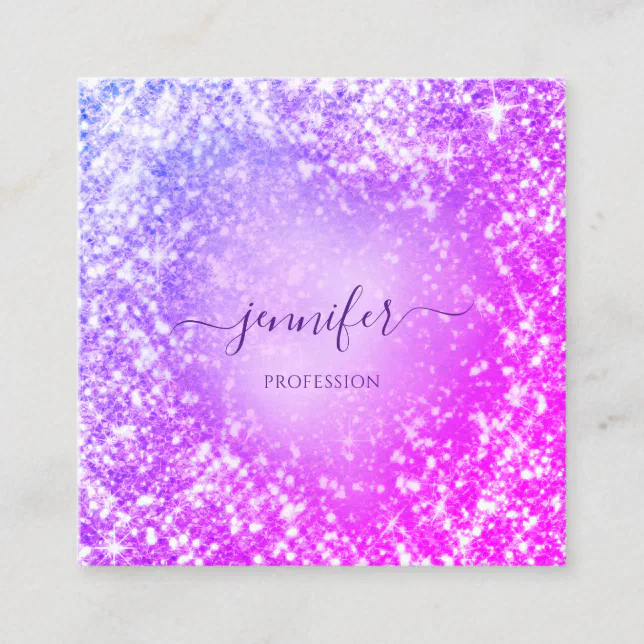 Professional Beauty Makeup Artist Glitter Pink VIP Square Business Card ...