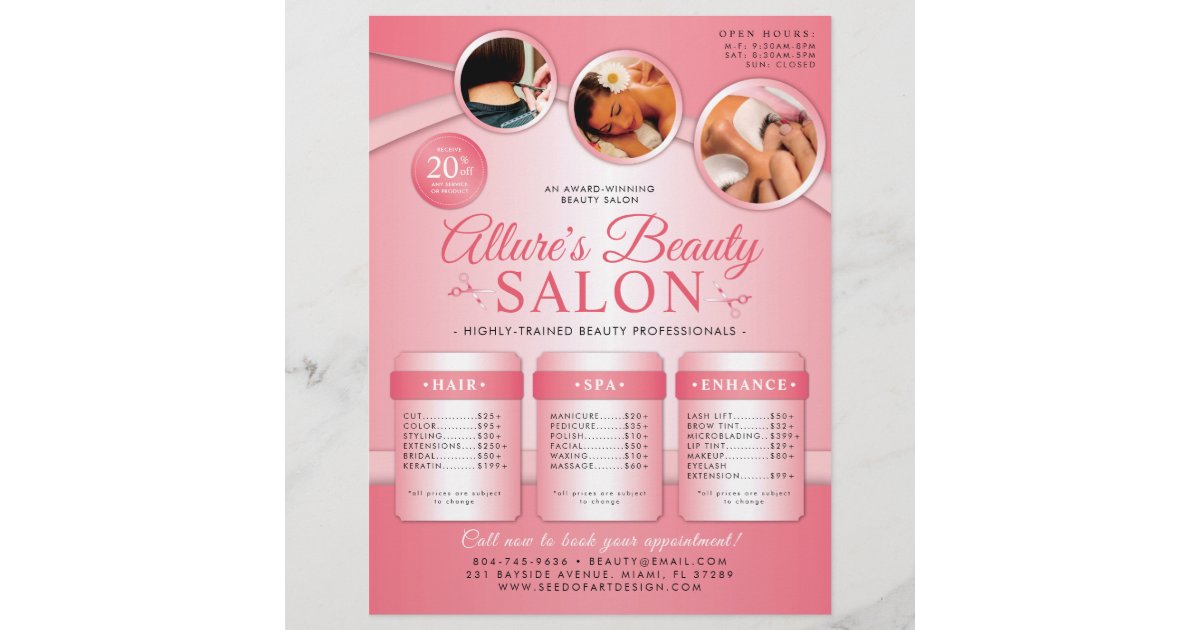 Professional Beauty Salon Price List Flyer | Zazzle
