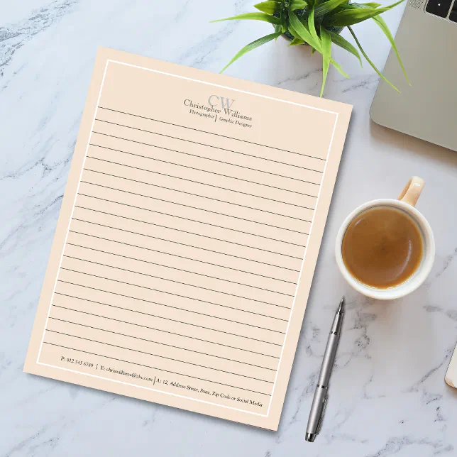 Professional Beige Minimalist Notepad | Zazzle