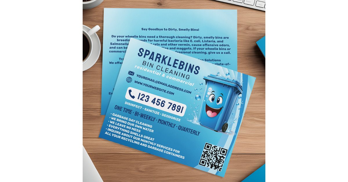 Professional Bin Cleaning Services Flyer | Zazzle
