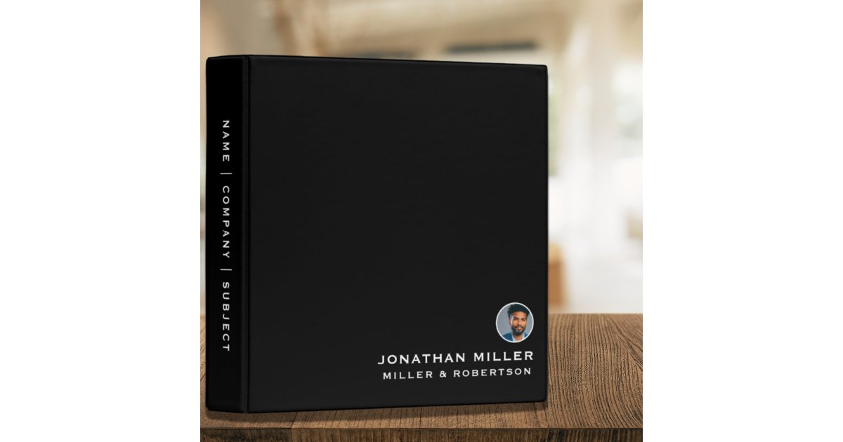 Professional Bio Photo Portfolio Black 3 Ring Binder | Zazzle