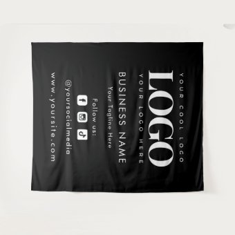 Professional Black Add Logo Social Media Backdrop | Zazzle