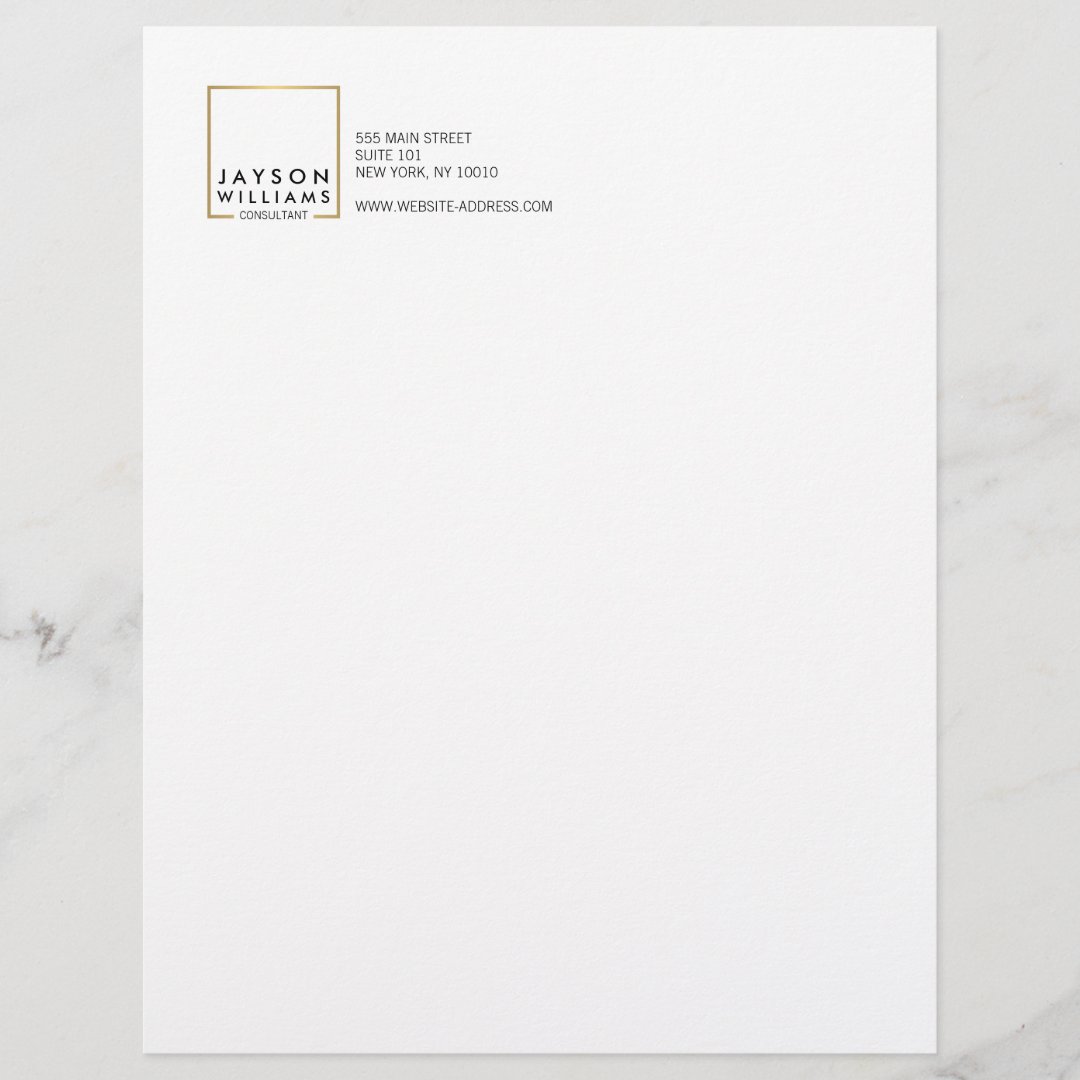Professional Black and Faux Gold Square Logo Letterhead | Zazzle