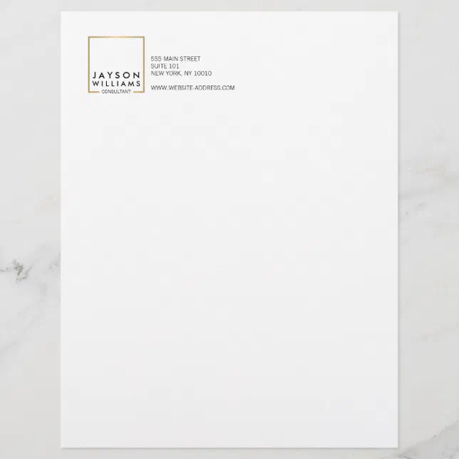 Professional Black and Faux Gold Square Logo Letterhead | Zazzle