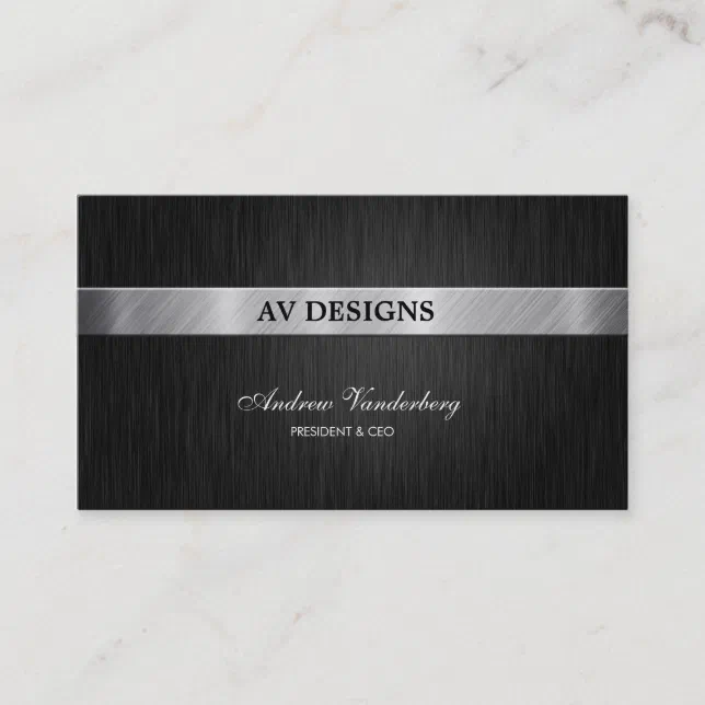 Professional Black and Silver Business Card | Zazzle