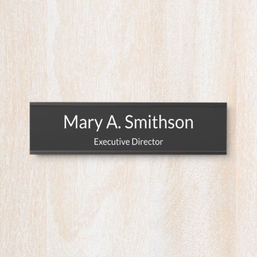 Professional Black and White Name Job Title Office Door Sign | Zazzle