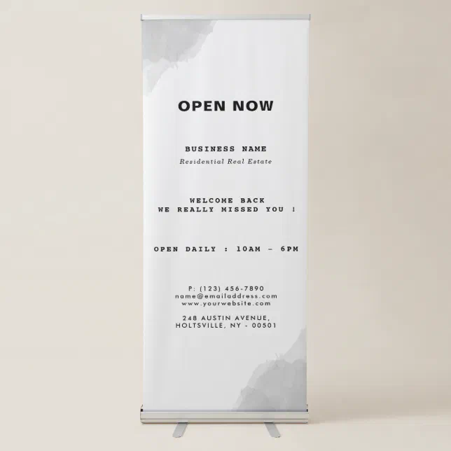Professional Black and White Watercolor Business Retractable Banner ...