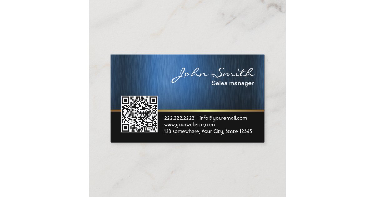Professional Black & Blue QR Code Business Card | Zazzle.com
