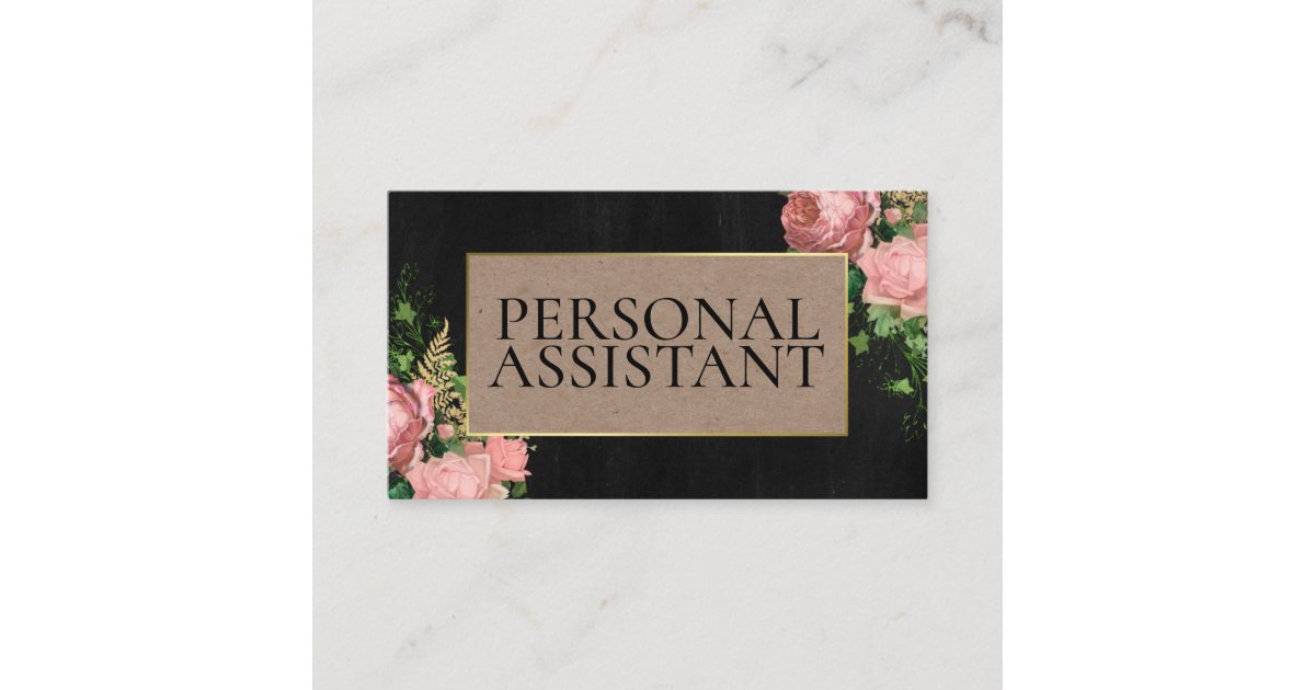 Professional Black Casual Personal Assistant Business Card Zazzle