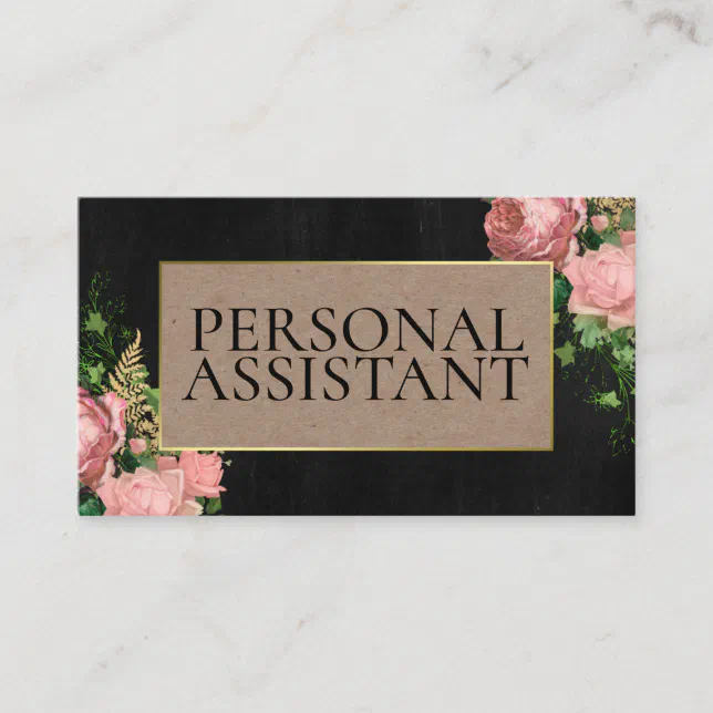Professional Black Casual Personal Assistant Business Card | Zazzle