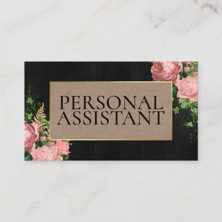 Professional Black Casual Personal Assistant Business Card | Zazzle