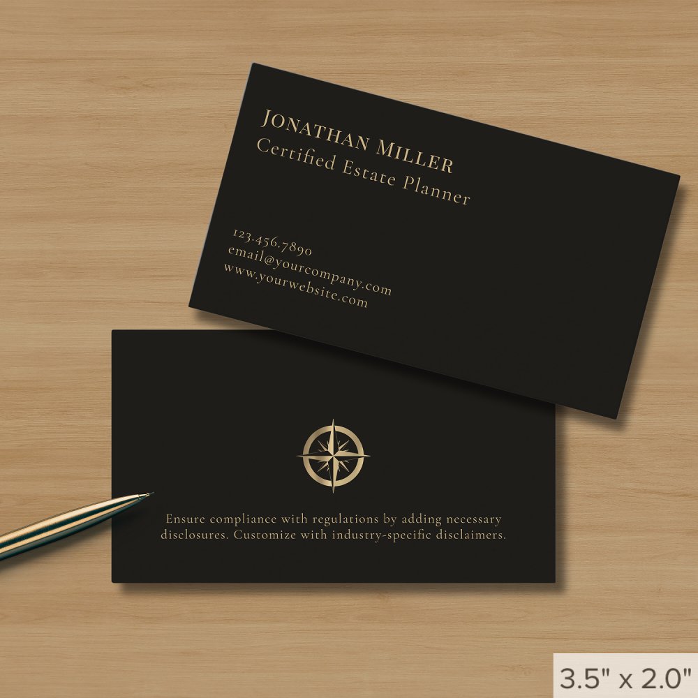 Professional Black Gold Compass Logo Business Card - Snuggle Hamster ...