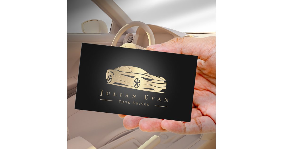 Professional Black & Gold Uber Driver Car Service Business Card | Zazzle