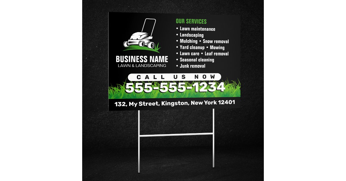 Professional Black Green Lawn Care & Landscaping Sign | Zazzle