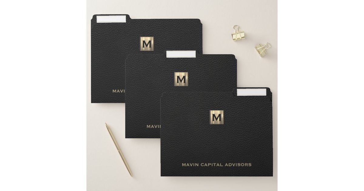 Professional Black Luxury File Folder Set | Zazzle