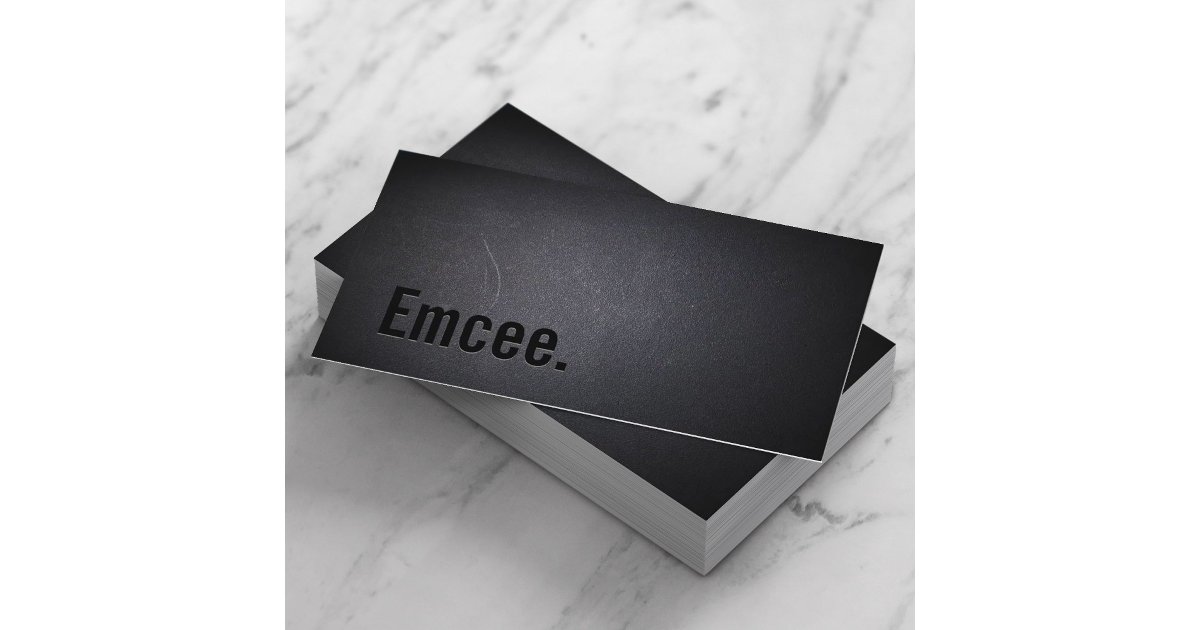 Professional Black Out Emcee Business Card | Zazzle