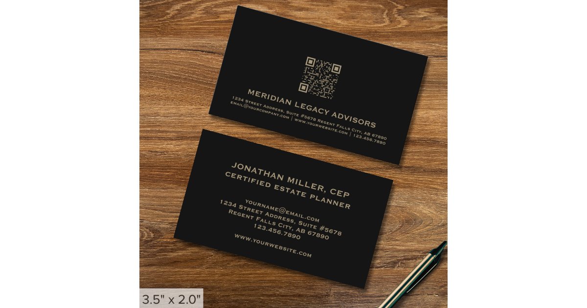 Professional Black QR Code Business Card | Zazzle