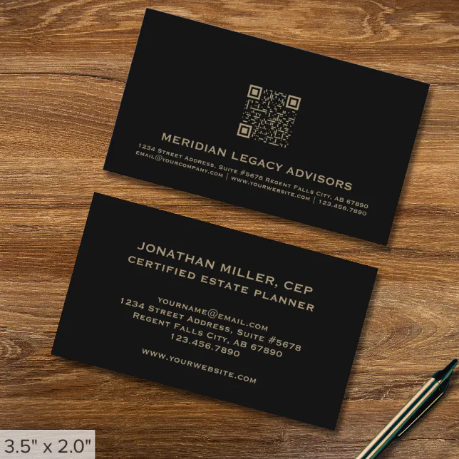Professional Black QR Code Business Card | Zazzle
