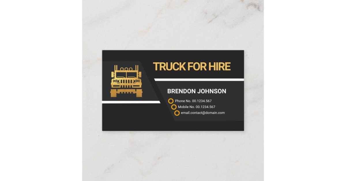 Professional Black Trapezium Lines Truck Transport Business Card | Zazzle