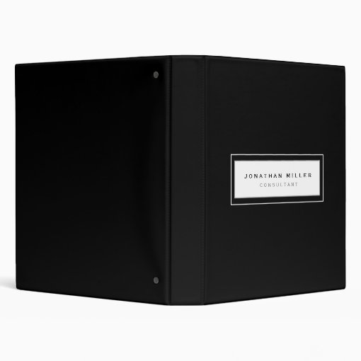 Professional Black & White Framed Name & Title 3 Ring Binder | Zazzle