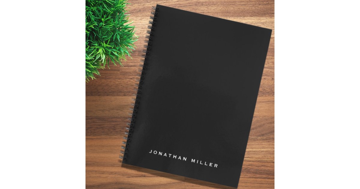 Professional Black White Personalized Name Notebook | Zazzle