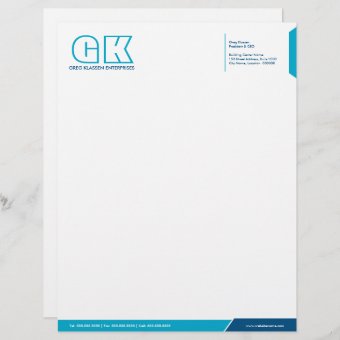 Professional Blue and Teal Letterhead Template | Zazzle