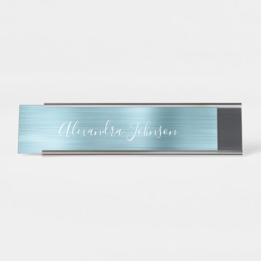 Professional Blue Foil Modern Desk Name Plate | Zazzle