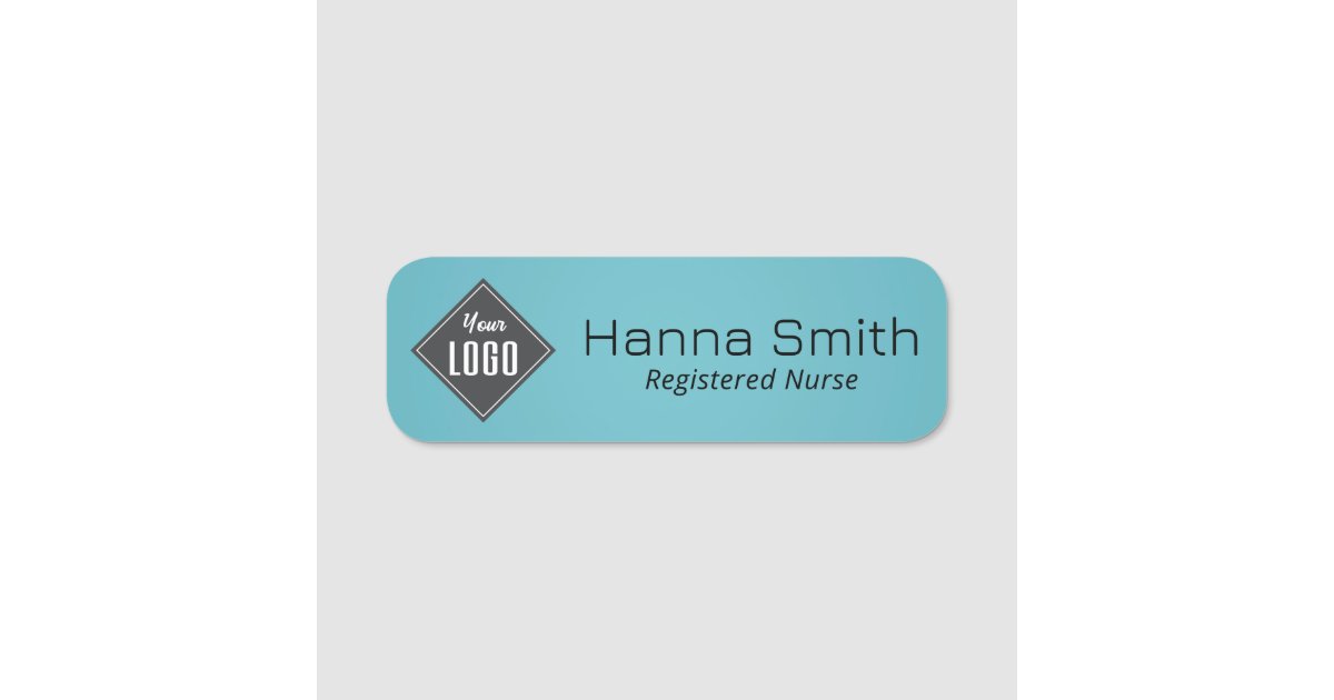 Professional Blue Magnetic Company Employee Name Tag | Zazzle