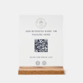 Professional Blue QR Code with Business Logo Acrylic Sign | Zazzle