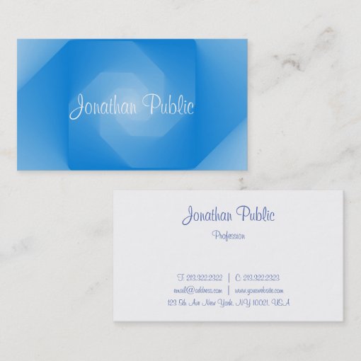 Professional Blue Template Handwritten Script Name Business Card | Zazzle