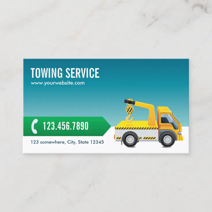 Professional Blue Towing Service Business Card | Zazzle