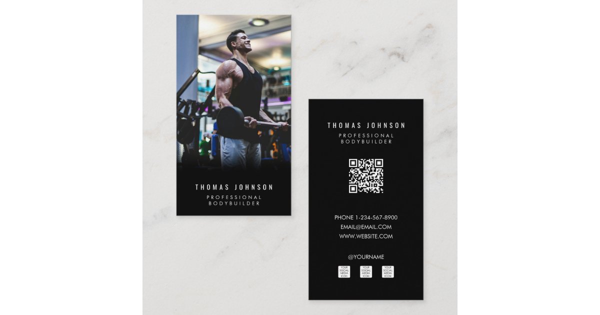 Professional Bodybuilder Social Media Influencer Business Card | Zazzle