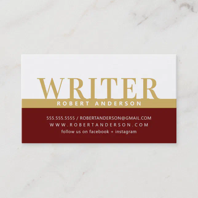 PROFESSIONAL bold job color block gold dark red Business Card | Zazzle